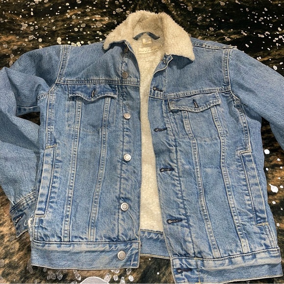H&M | Jackets & Coats | Hm Logg Mens Denim Blue Jean Jacket Xs Fleece ...